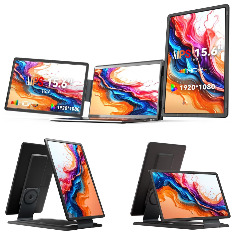 RIITEK 15.6″ Portable Tri-Screen Monitor | FHD 1080P IPS Laptop Screen
